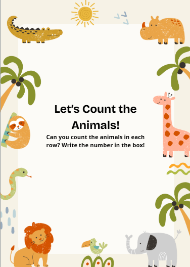 Let’s Count the Animals! — Fun Counting Worksheet for Preschoolers