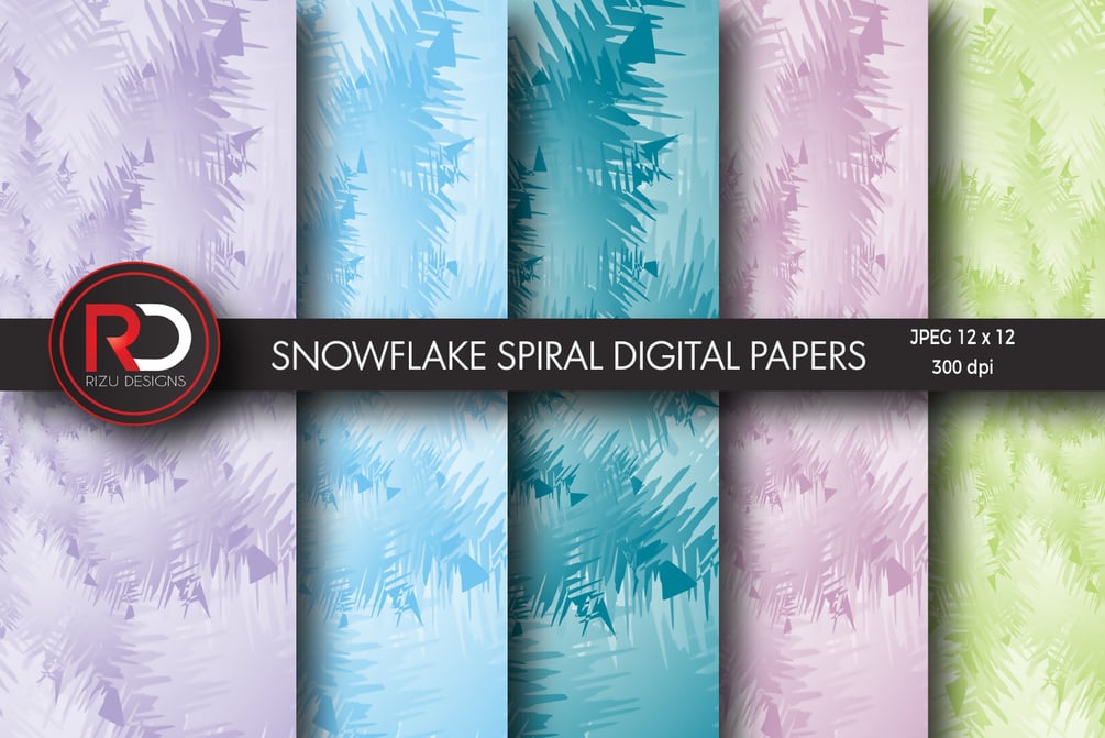 Snowflake Spiral Digital Papers