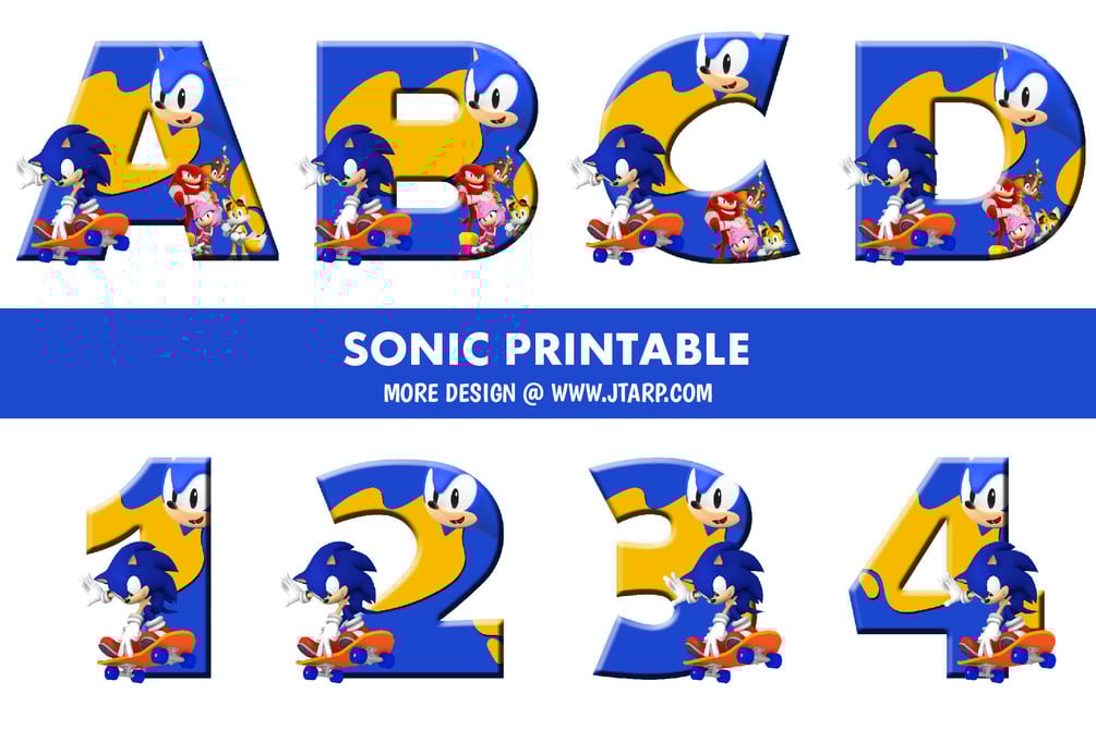 Sonic Theme Printable Letters PNG - Instant Download
