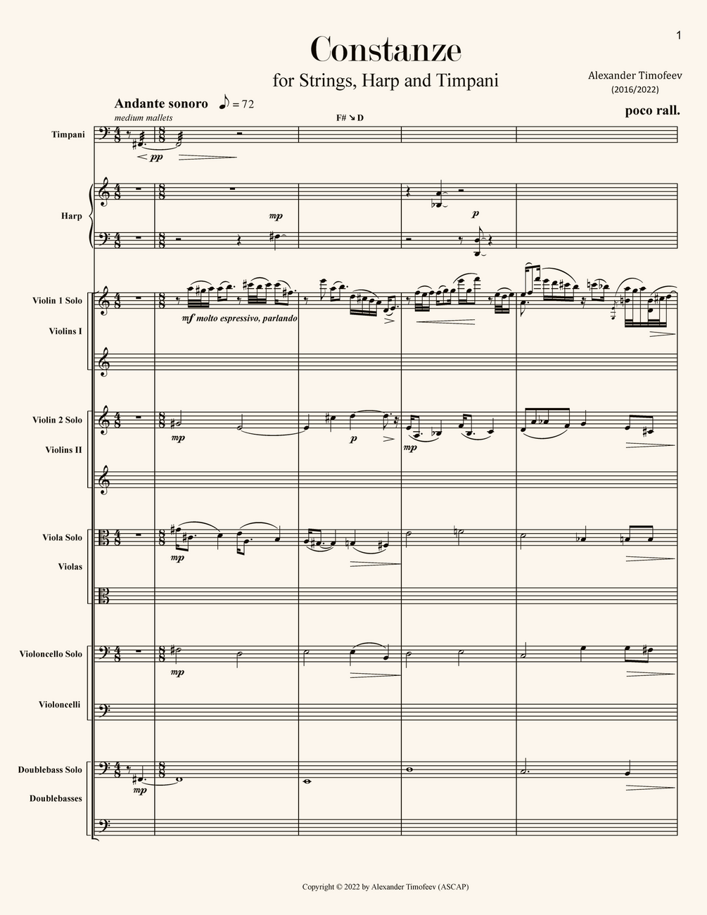 Constanze, for Strings, Harp and Timpani (2016/2022) - Score - PDF