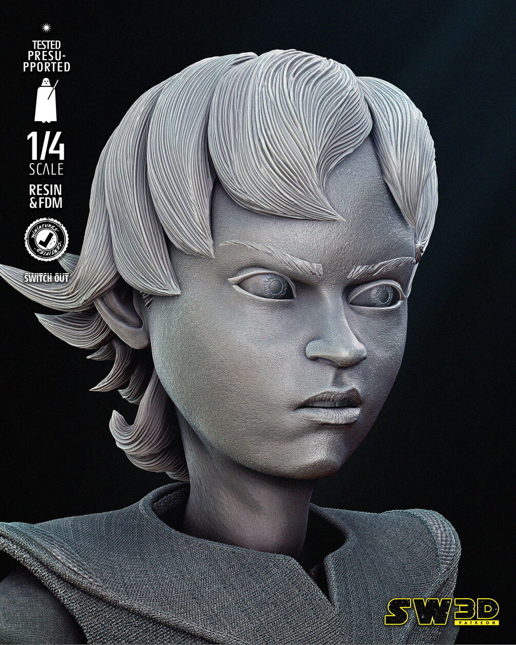 Omega Portrait Bust - Star Wars 3D Models - Tested and Ready for 3D ...