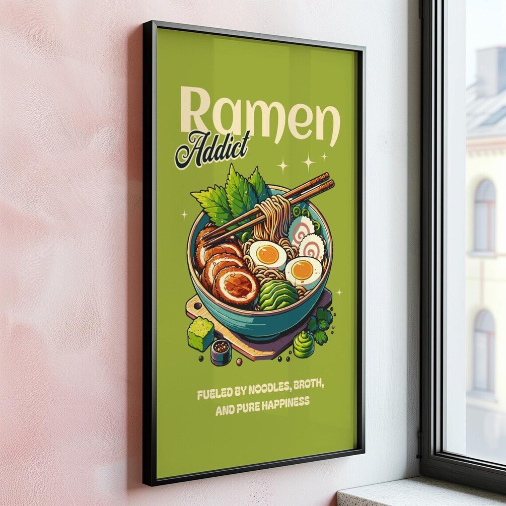 Ramen Lover Print | Cartoon Kitchen Wall Decor | Ramen Wall Decor ...