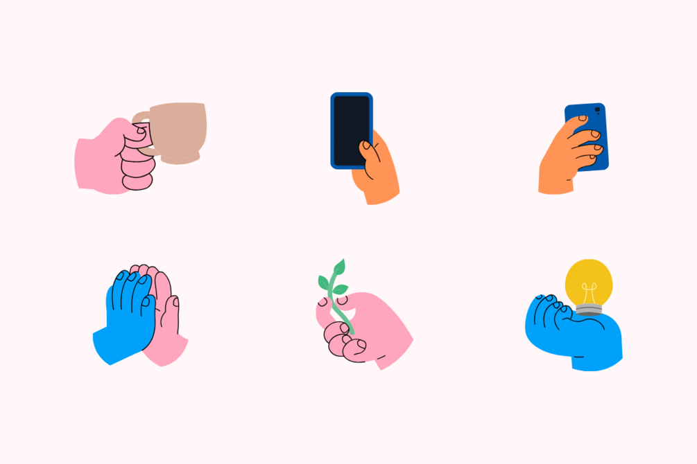 Colorful Hands Holding Stuff Set