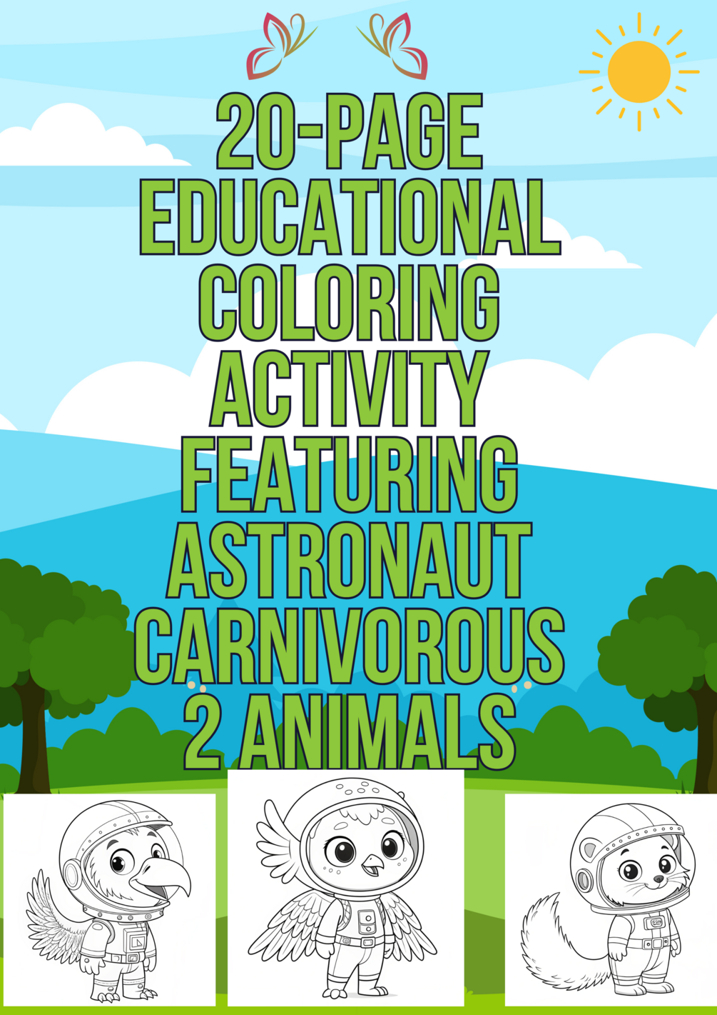 20-page educational coloring activity featuring Astronaut Carnivorous 2 ...