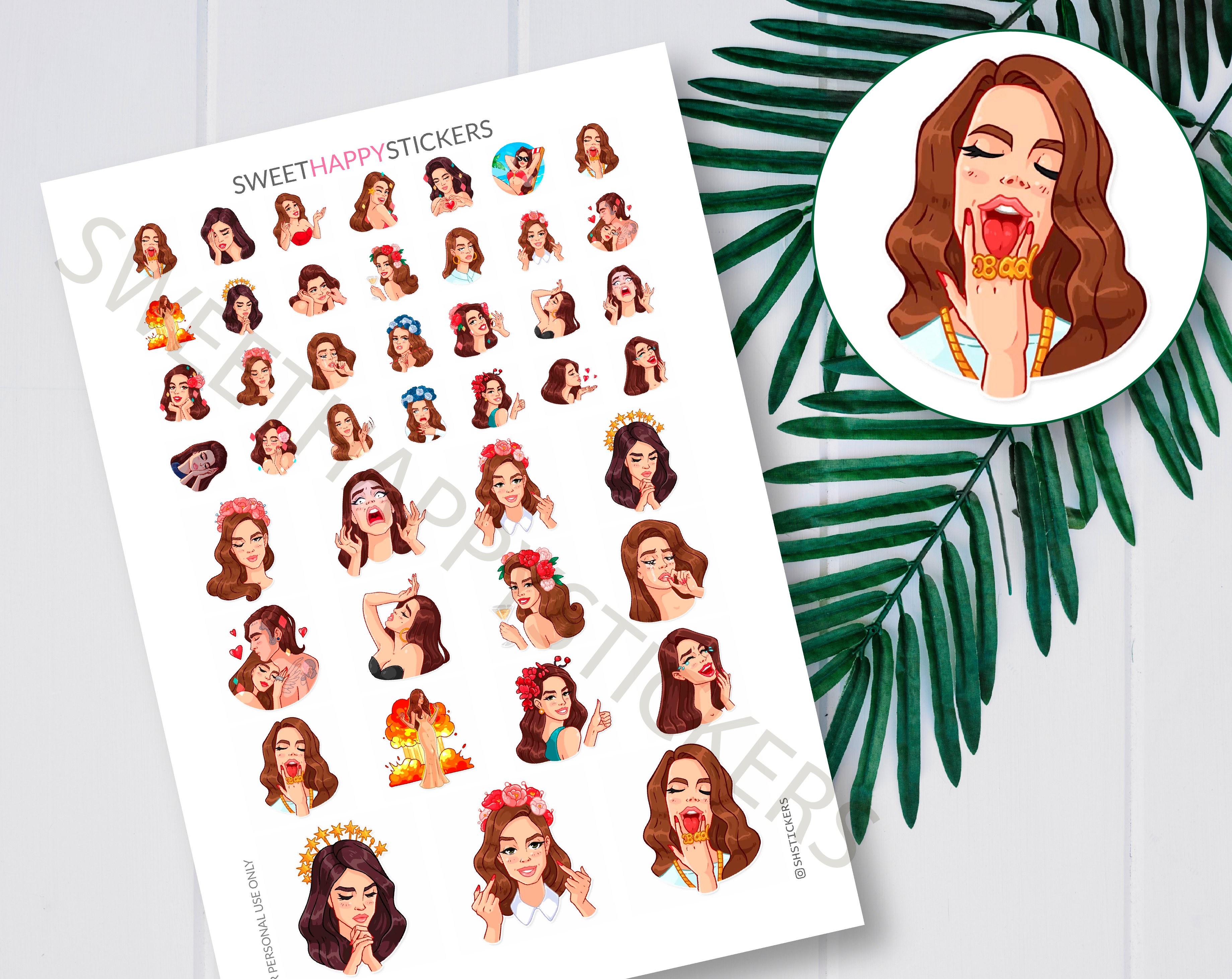 Sticker Pack - Ariana Grande, Billie Eilish, Lady Gaga, Lana Del Rey