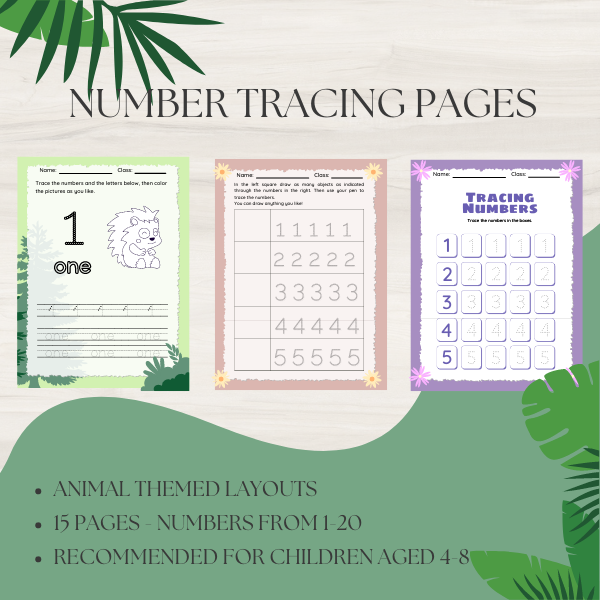 Number tracing book - 15 pages to build your own number tracing book