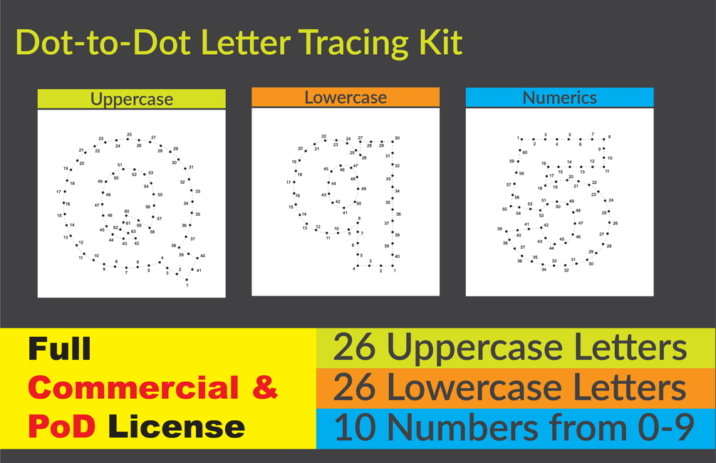 Dot to Dot Letter Tracing Kit - Alphabet & Numbers