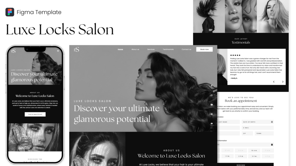 Luxe Locks Salon - Modern Figma Template for Salons and Spas