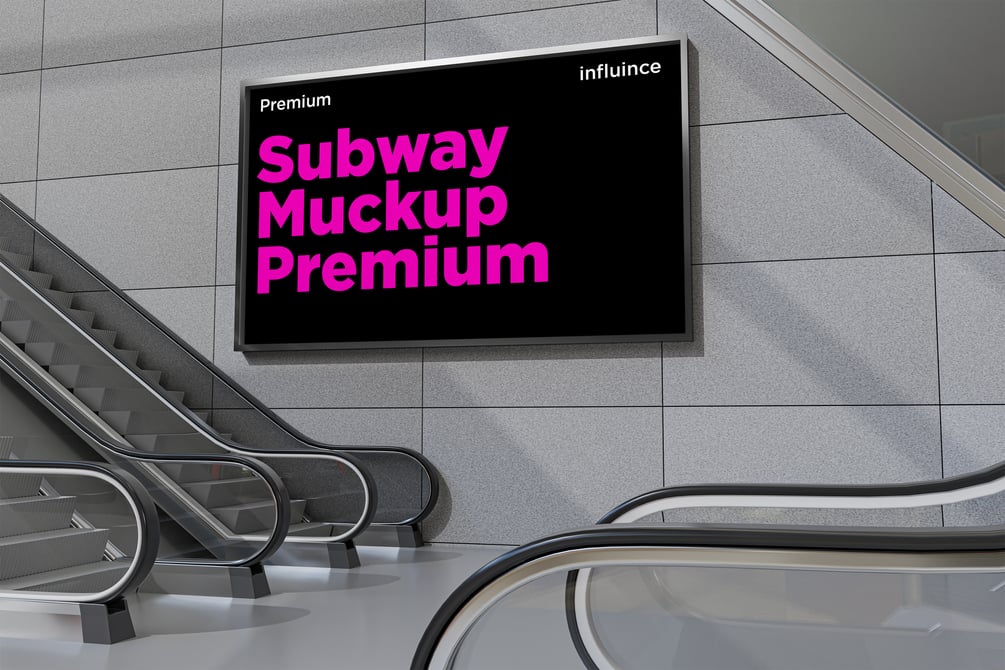 Indoor Advertising Subway Lanscape Poster Mockup PSD