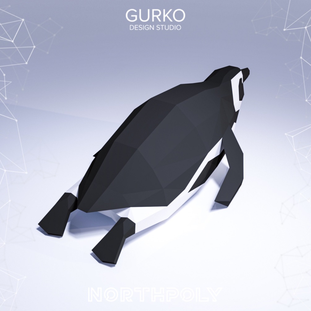 Lying Magellanic Penguin Papercraft, Pdf, Gurko, Pepakura, Template, 3D ...