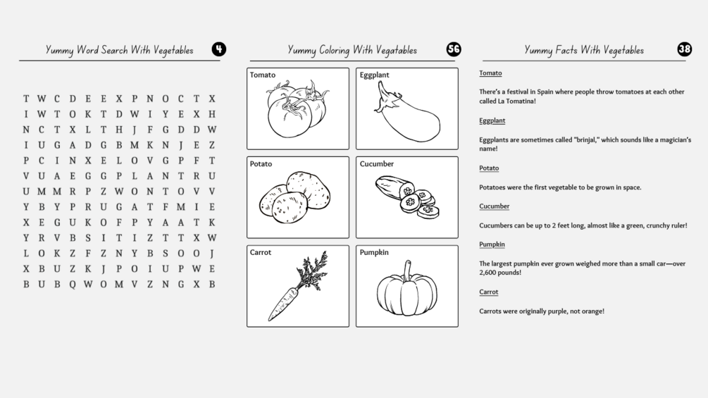 Yummy Facts For Happy Eating For Kids : Word Searches, Fun Food Facts ...