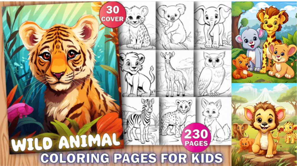 wild animal coloring Pages for Kids, Ages 4 and Up