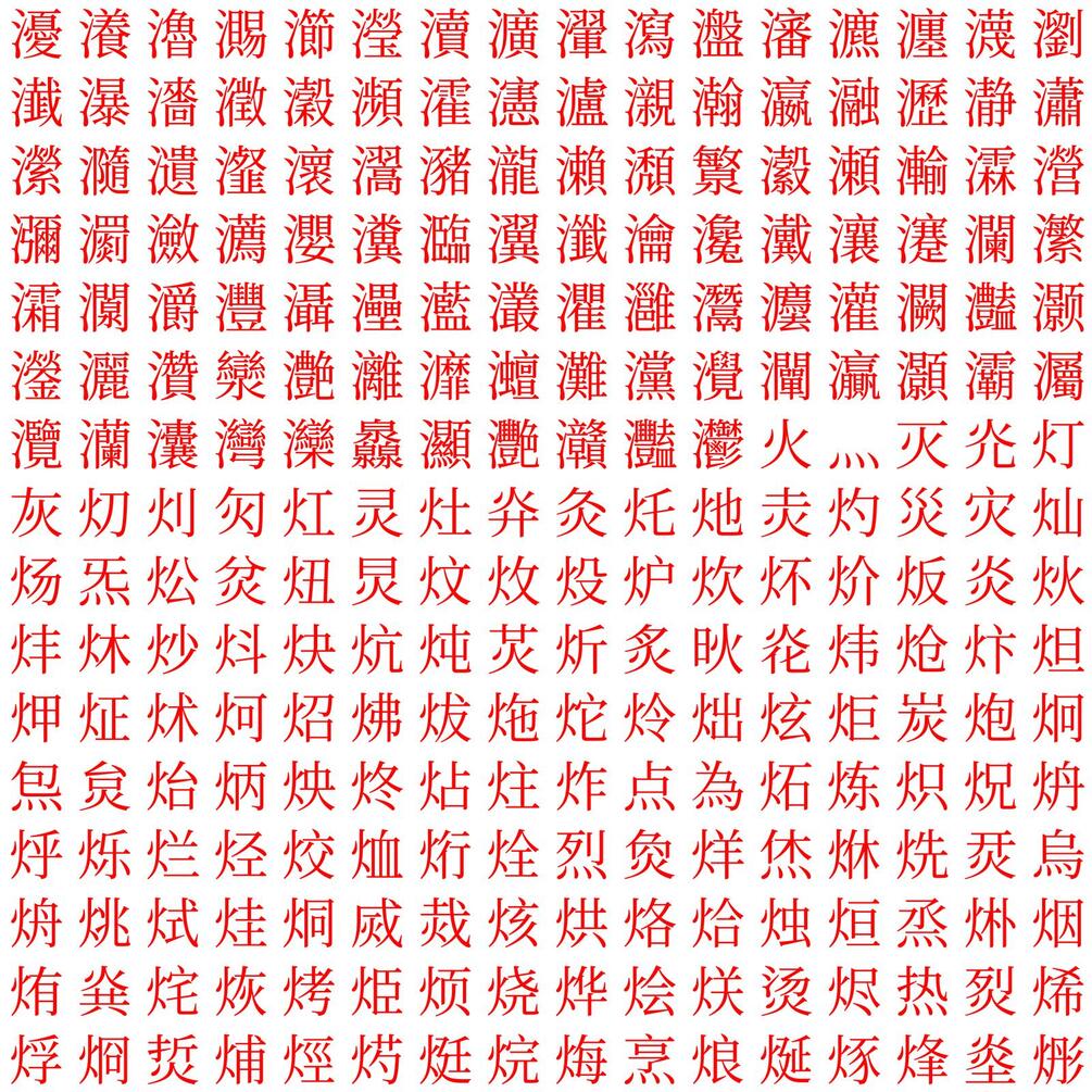 Unicode CJK 7000-70ff, 256 letters, BLEND file for 3d