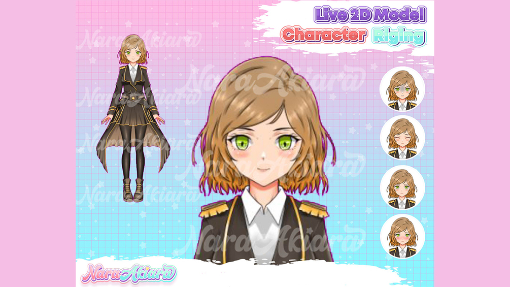Vtuber Model and Rigging Anime Colonel Girl Premade, Live2d ready to ...