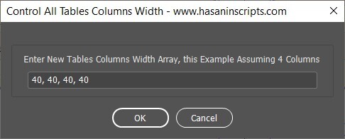 Control All Tables Columns Width