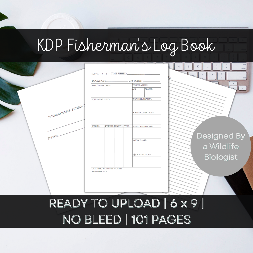 KDP Fishing Log Interior | Ready to Upload | 6 x 9 | No Bleed | 101 Pages