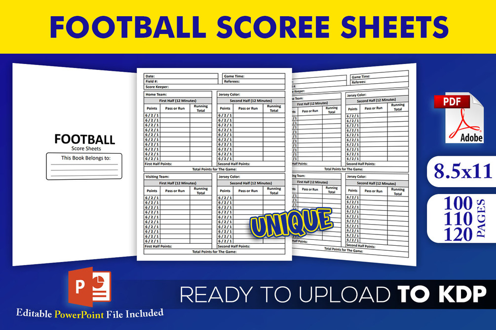Football Score Sheets Book | KDP Interior Template Ready to Upload