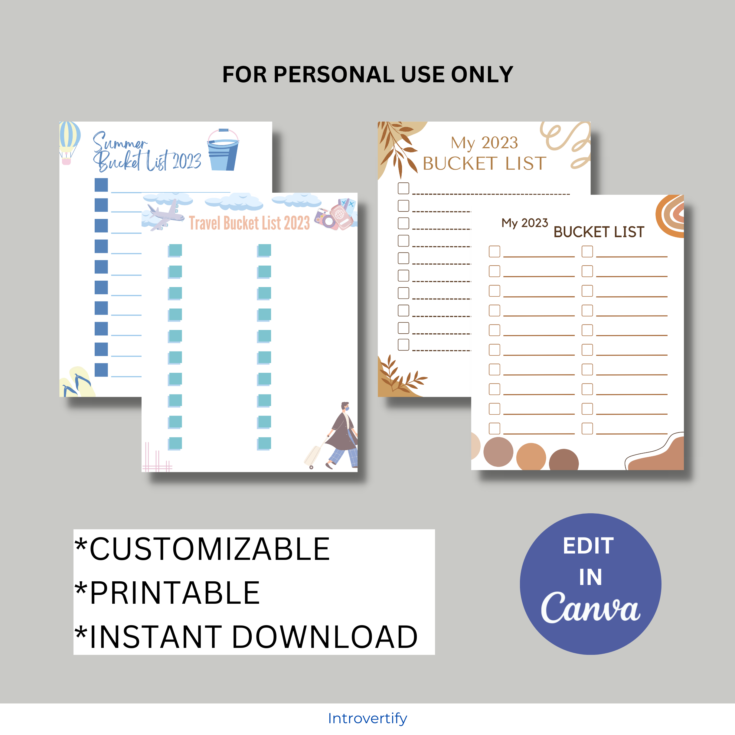 Editable Bucket List Templates | US LETTER | A5 | A4