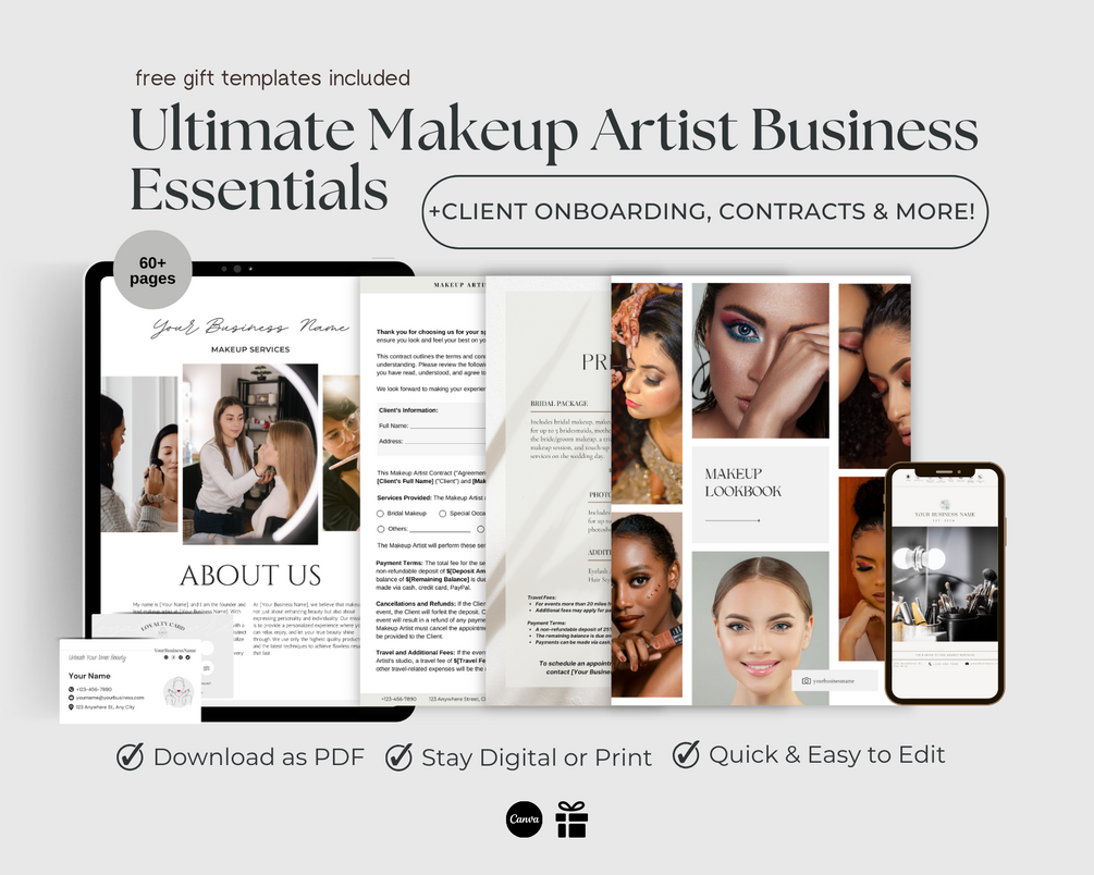 Makeup Artist Business Bundle Essentials, Contract Agreement, Intake ...