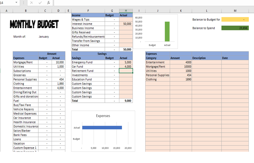 Personal Budget Excel and Google sheet Template