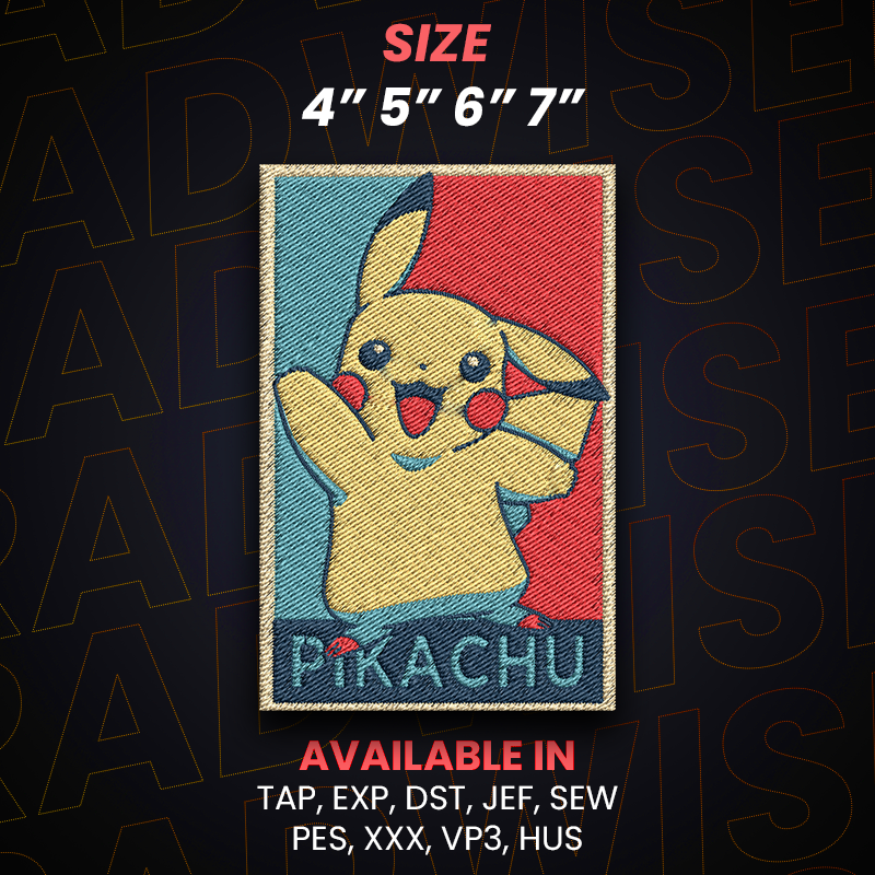 Pokemon PIKACHU Inspired Embroidery Design, Machine Embroidery Design ...