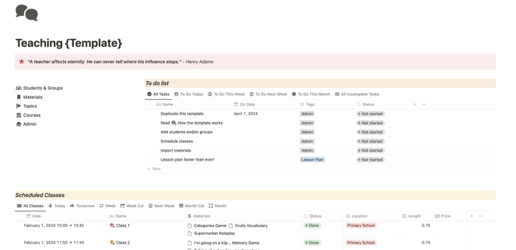 Lesson Planning System for Teachers & Tutors