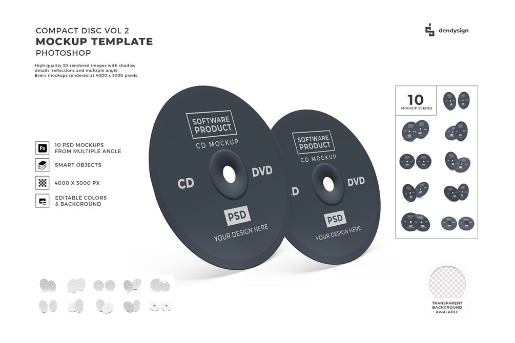 Compact Disc CD Mockup Template Set Vol 2
