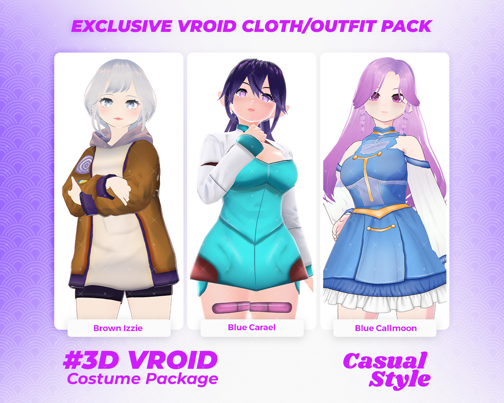 VRoid Clothing Pack, Costume, Streaming Apparel, Kawaii Clothes, Casual ...