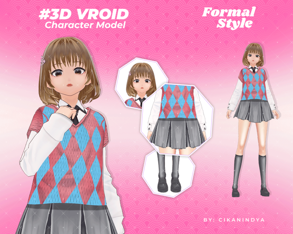 Streamer Virtual Persona 3D Vroid Model Yumna Chin Sun for Unique ...