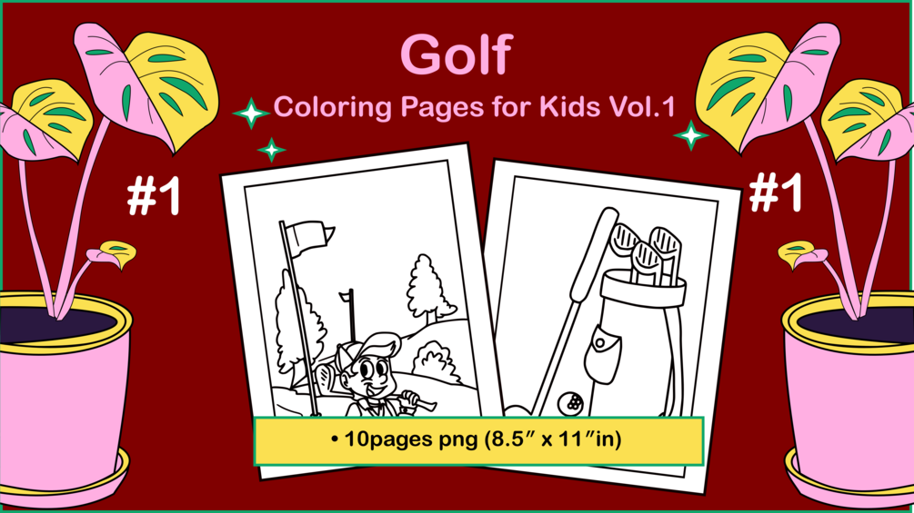 Golf Coloring Pages for Kids Vol.1