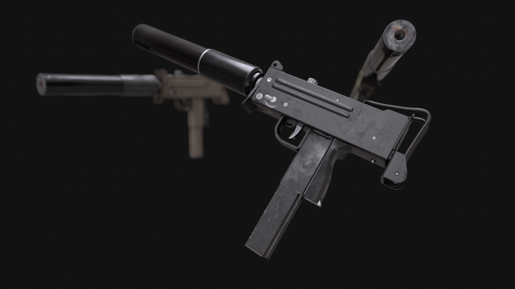 Ingram MAC-10 PBR Sub Machine Gun 3D Model with Suppressor and 3 ...