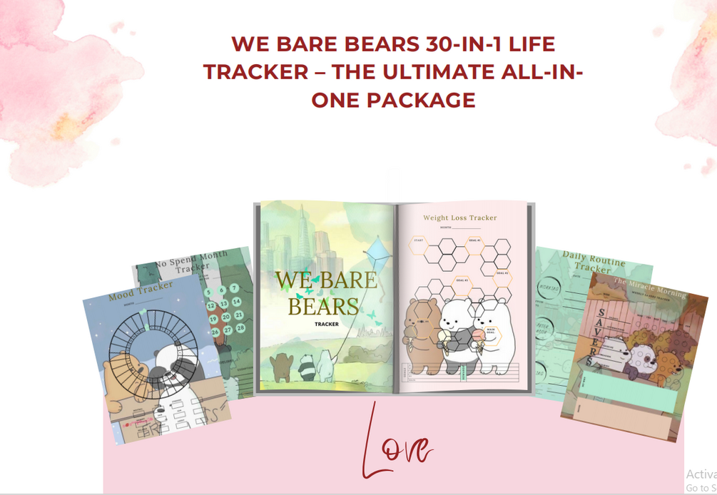 We Bare Bears (30-In-One) Life Tracker + Affirmation Cards