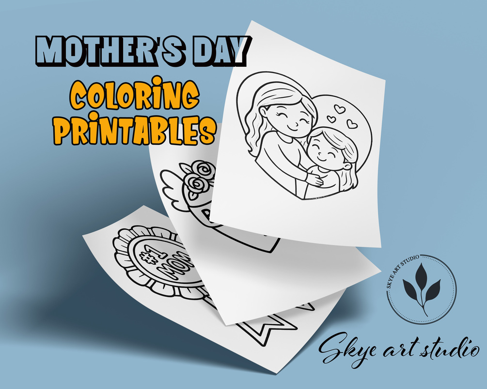 Mother’s Day Coloring Printables | 8 Cute Mom & Daughter Illustrations ...