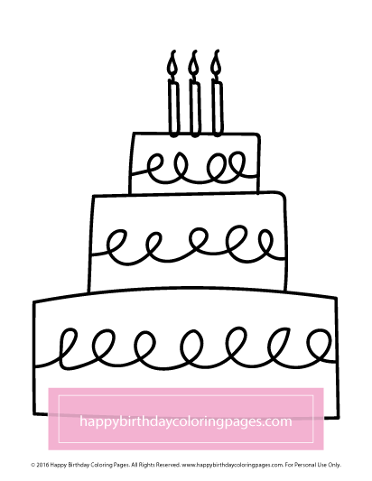 Happy Birthday Cake Coloring Page #026
