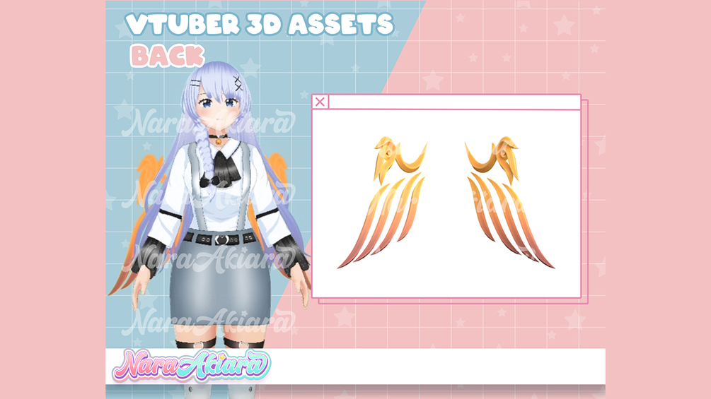 3D Vtuber Assets Firespark Wings vroid commission, 3D assets ready to ...