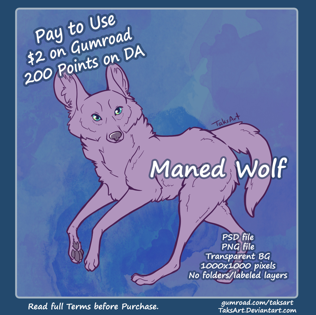 Maned Wolf - P2U Adoptable Base