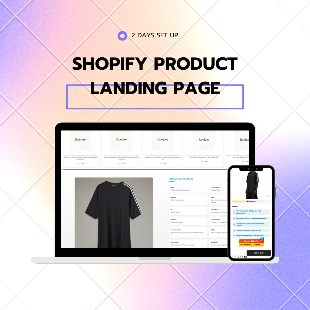 Shopify Product Landing Page Setup 24-48h – Editable Product Demo Design