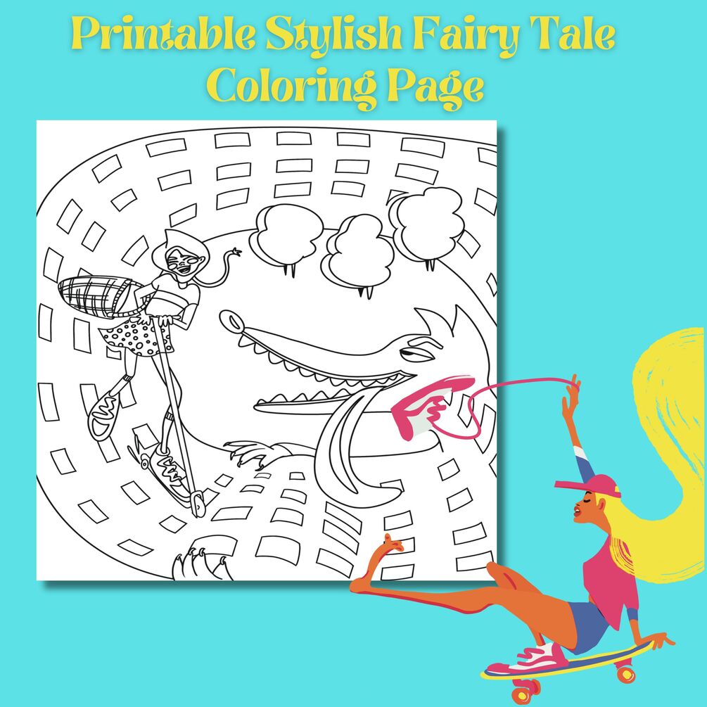 Printable Stylish Fairy Tale Coloring Page