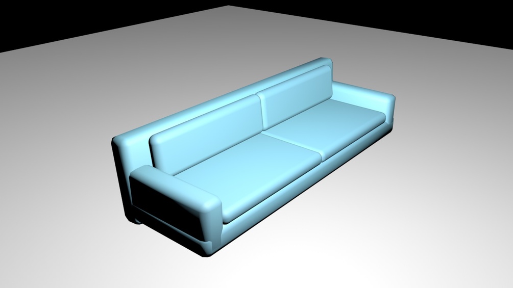 Long Simple Blue Sofa