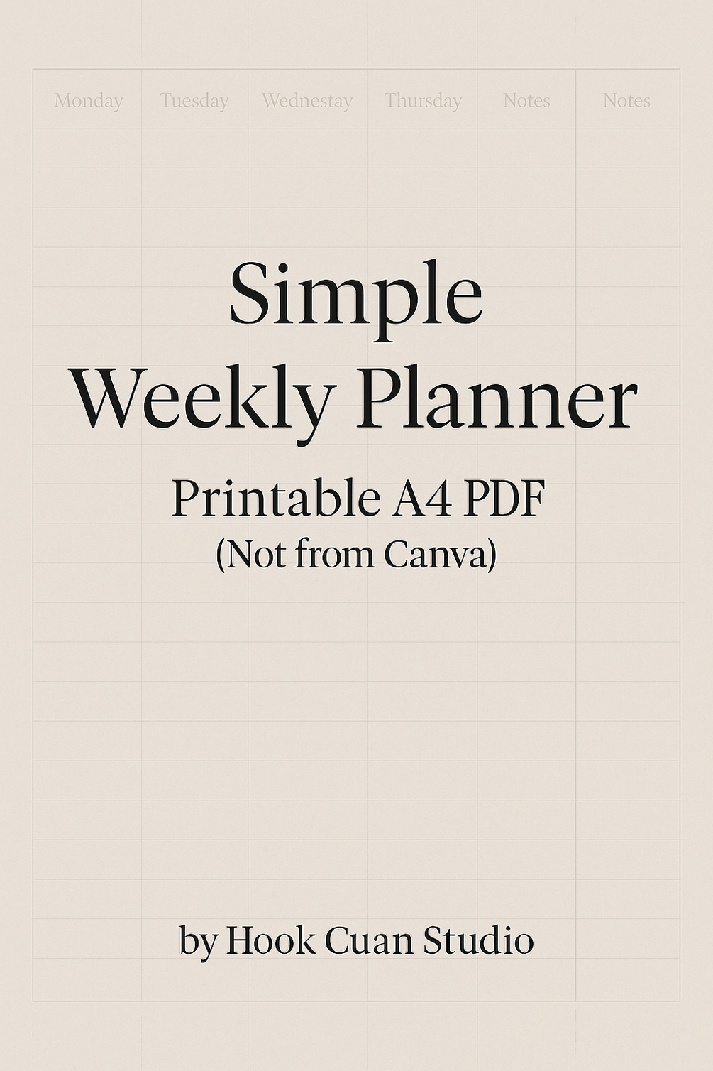 Simple Weekly Planner – Printable A4 PDF (Not from Canva)