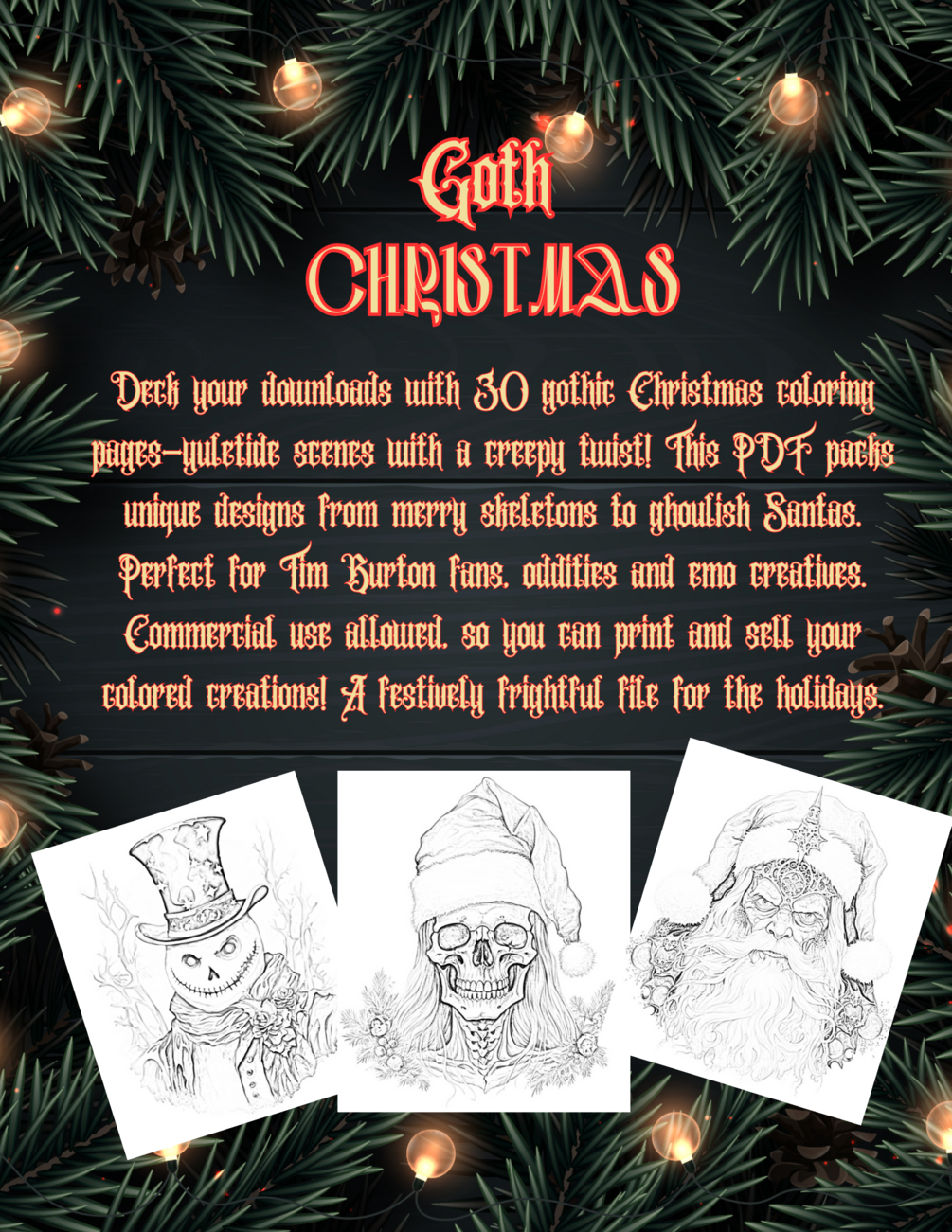 Goth Christmas Coloring Pages