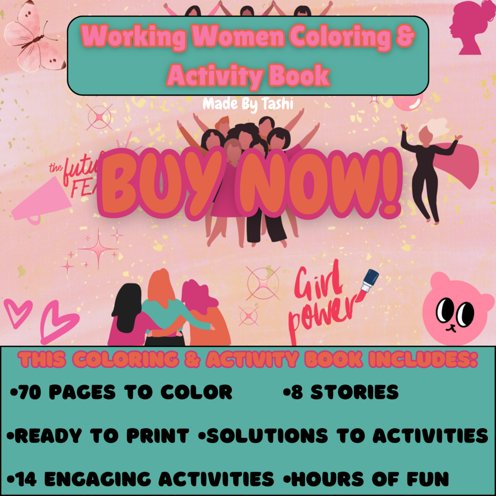 [Made By Tashi] Working Women Coloring & Activity Book: A Printable ...