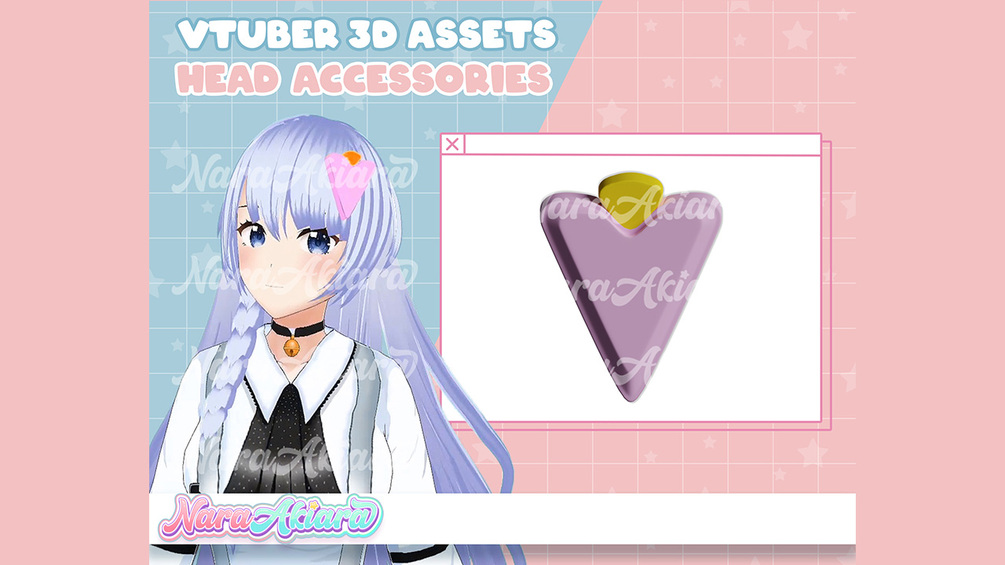 3D Vtuber Assets Head Accessories triangle Pink Hairpin Vroid ...