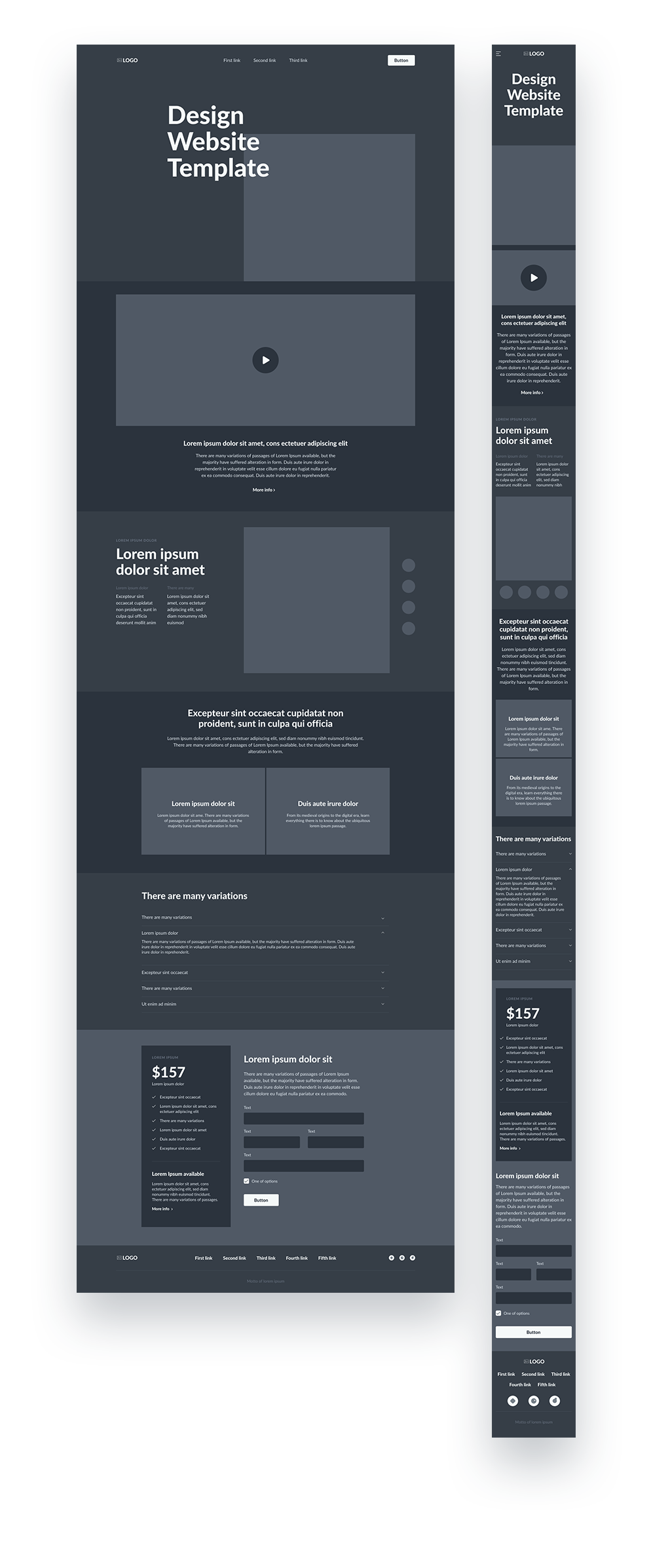 Landing Page Wireframe #79 (Light and Dark theme)