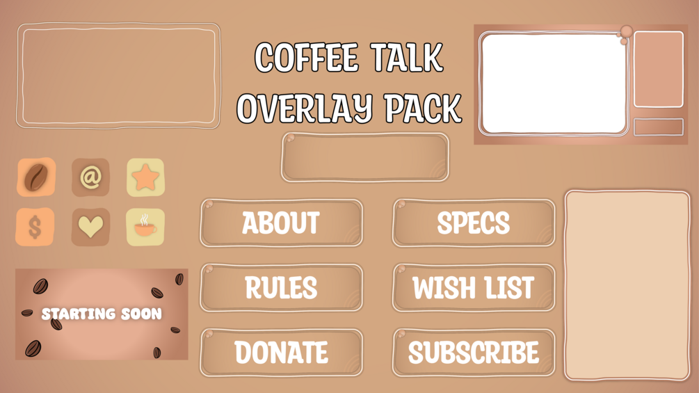 Coffee Talk Streaming Overlay Pack - Latte-Infused Themes and More!