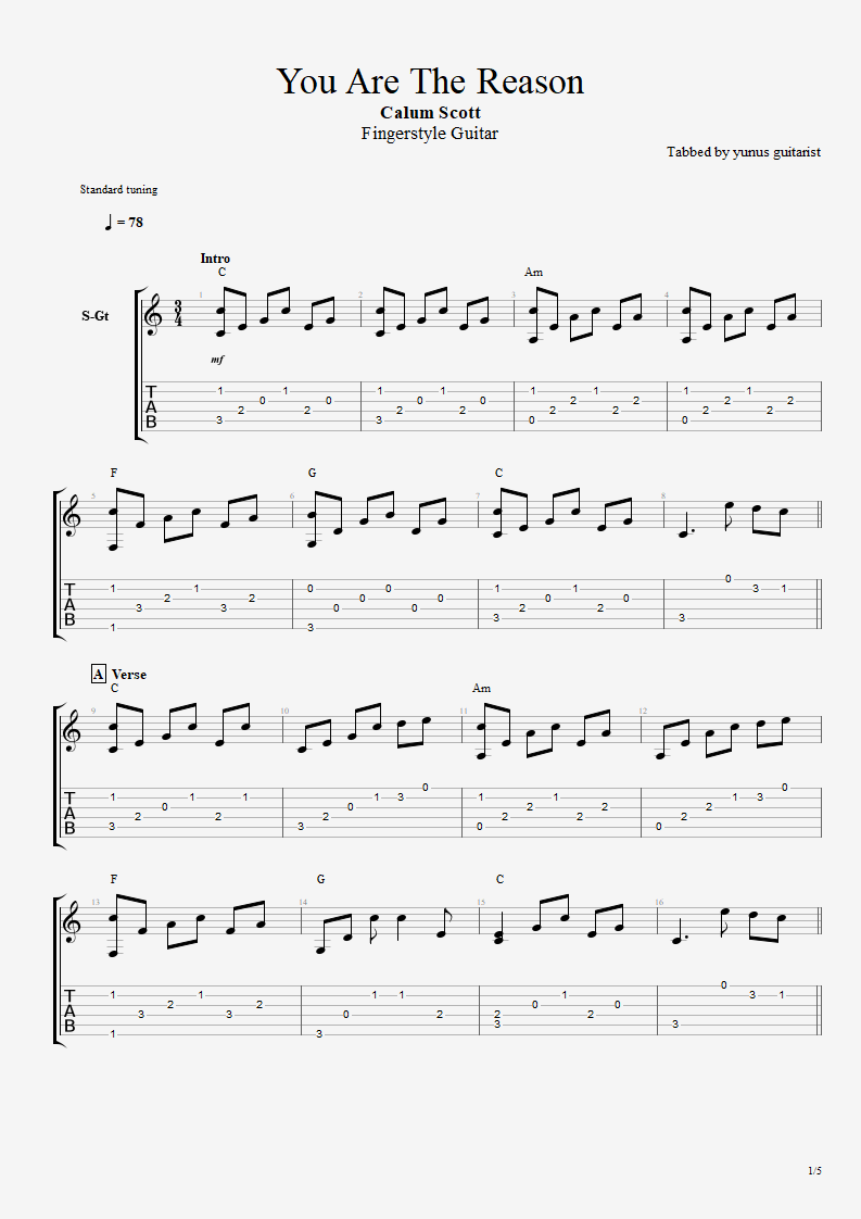 TAB. You Are The Reason - Calum Scott