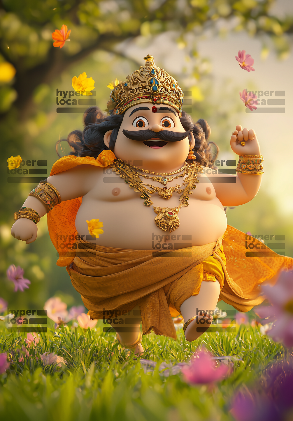 Vibrant Maveli Mahabali Stock Illustration - Onam Festival Art 8