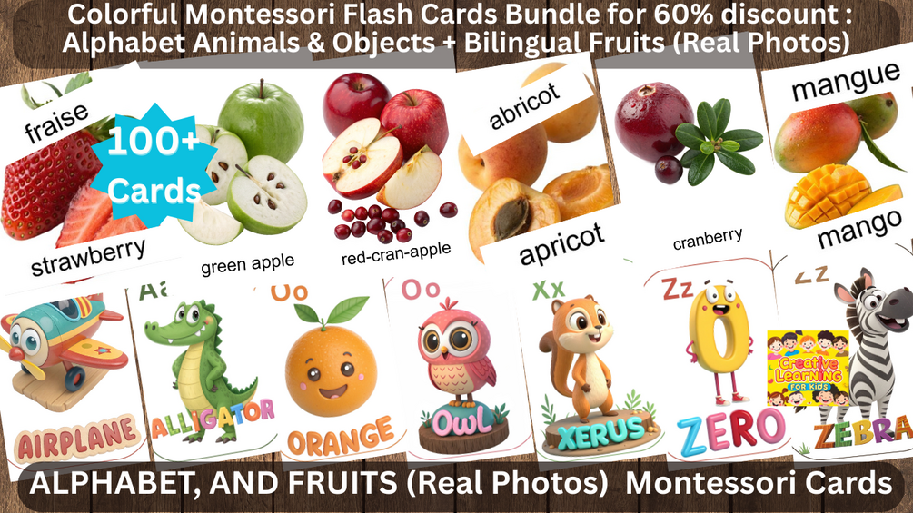 100+ Colorful Montessori Flash Cards Bundle for 60% discount : Alphabet ...