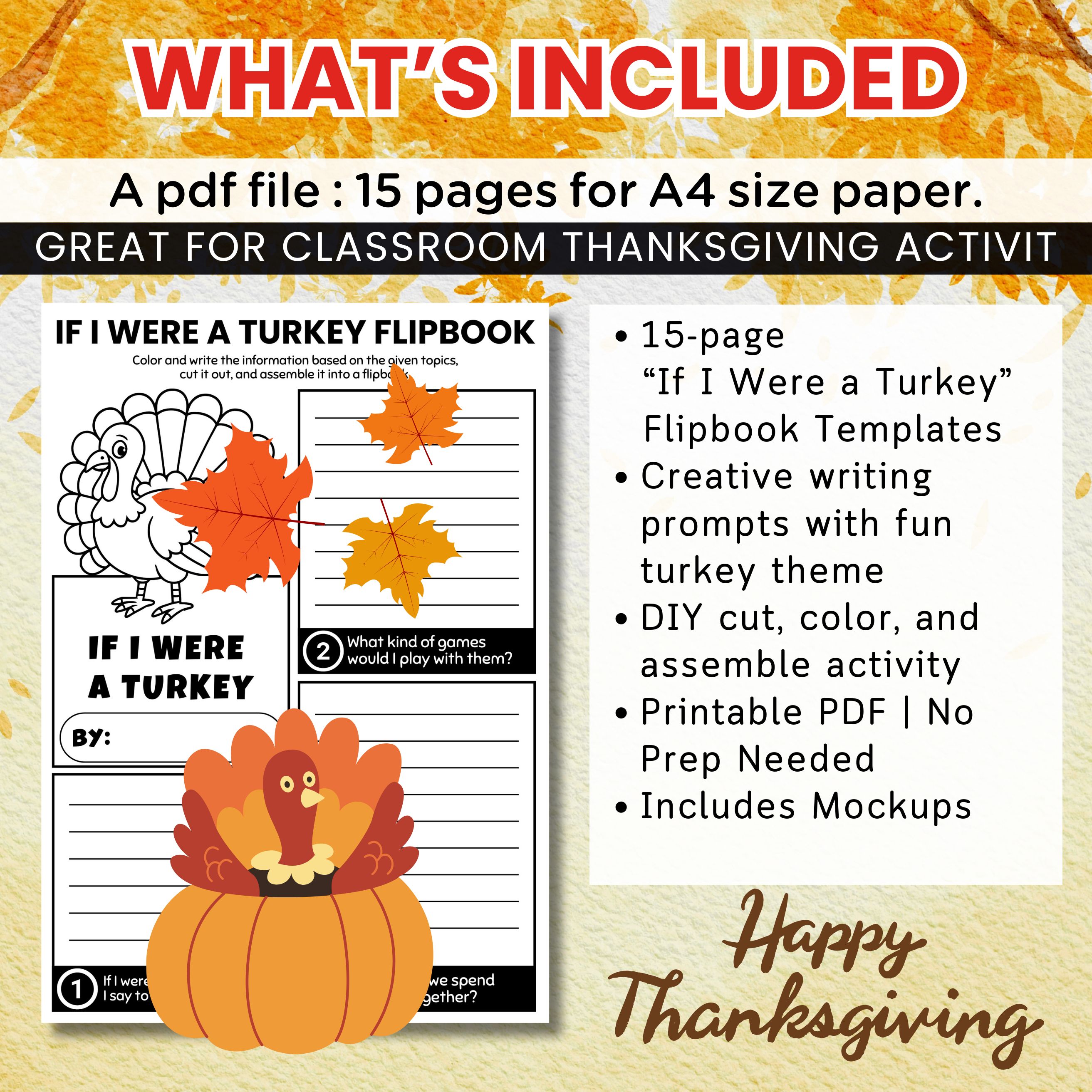 If I Were a Turkey Thanksgiving Flipbook | Fun Writing Craft & DIY ...
