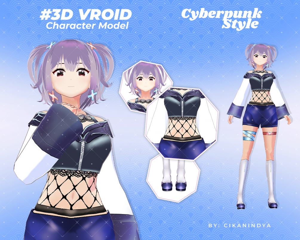 Dynamic Neo Anime Girl 3D Vroid Character for Streamer - Vtuber Model ...
